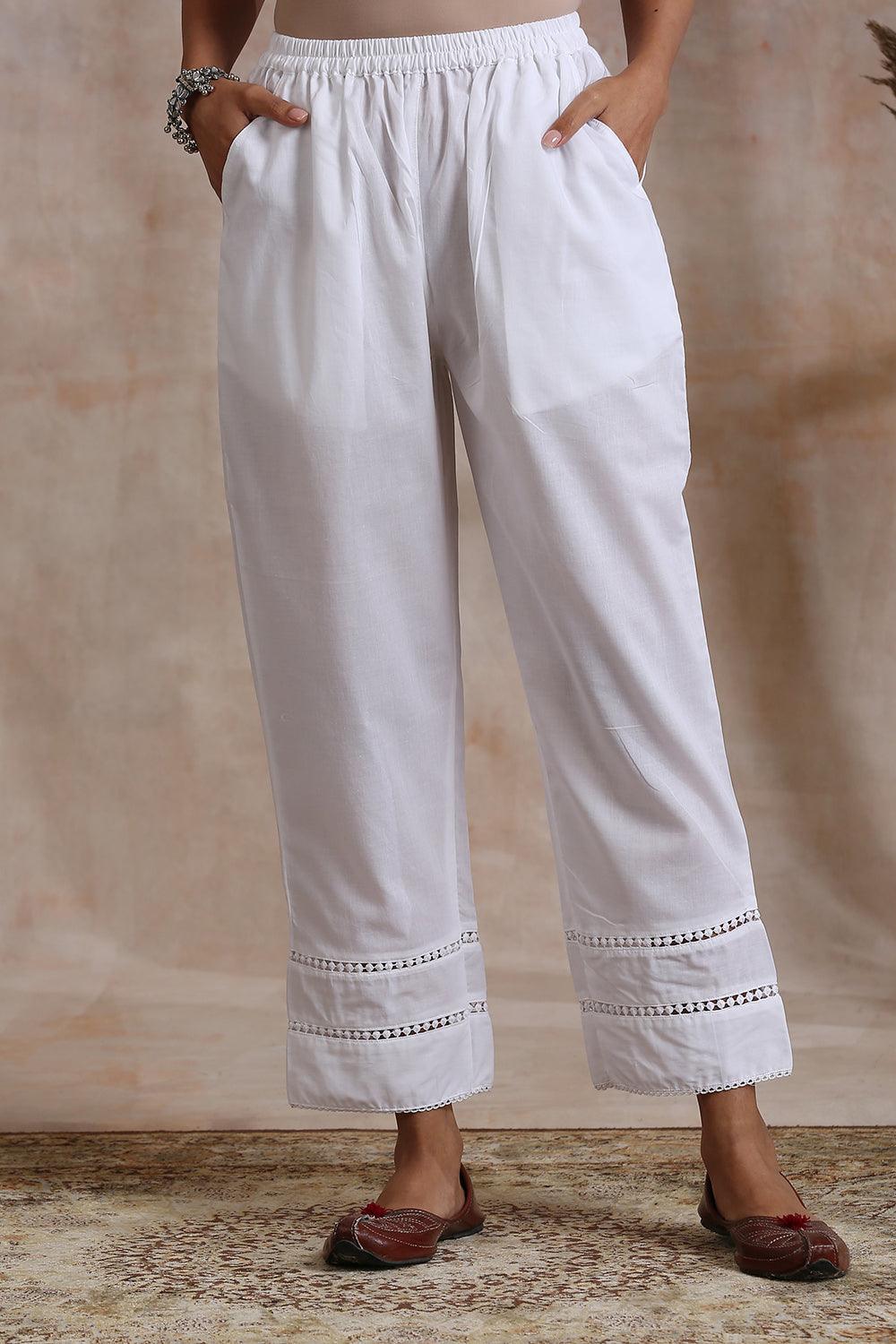 White Cotton Farsi Pants — Tahiliya